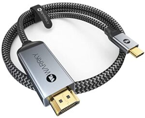 warrky usb c to hdmi cable 4k, [10ft / 3m, braided, high speed] thunderbolt 3 to hdmi adapter compatible for new ipad, macbook pro/air, imac, galaxy s20 s10 s9 s8, surface, dell, hp