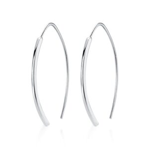 sluynz 925 sterling silver bar dangle earrings for women dangle earrings wire threader earrings open hoop earrings (a-silver)