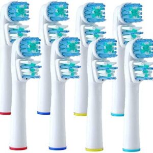 Replacement Brush Heads Compatible with OralB Braun- Best Double Clean, Pack of 8 Electric Toothbrush Replacement Heads- for Oral B Pro, 1000, 8000, 9000, Adults, Kids, Vitality, Dual Plus!