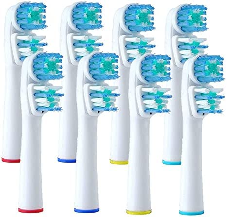 Replacement Brush Heads Compatible with OralB Braun- Best Double Clean, Pack of 8 Electric Toothbrush Replacement Heads- for Oral B Pro, 1000, 8000, 9000, Adults, Kids, Vitality, Dual Plus!