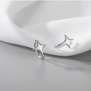 Reffeer Solid 925 Sterling Silver Star Cuff Earrings Cartilage Wraps for Women Helix Earrings Star Clip On Earrings No Piercing (A-Silver)