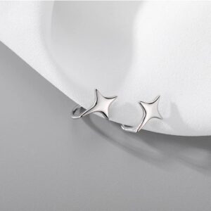 Reffeer Solid 925 Sterling Silver Star Cuff Earrings Cartilage Wraps for Women Helix Earrings Star Clip On Earrings No Piercing (A-Silver)