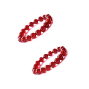 my own tong 2 pcs carnelian crystal bracelet natural healing gemstone bracelet, anxiety stress relief jewelry ,8mm semi precious stone bracelets for men women (red-2pcs)