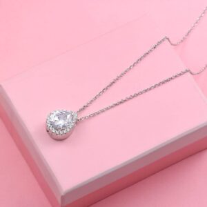 Cremation Jewelry for Women 925 Sterling Silver Teardrop CZ Urn Ashes Necklace Jewelry Memorial Keepsake (Teardrop-shaped)