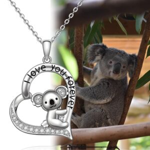 LOVGIFSET Sterling Silver Koala Necklace Cute Koala Bear Pendant Necklaces for Women Koala Gifts Bear Jewelry I Love You Forever