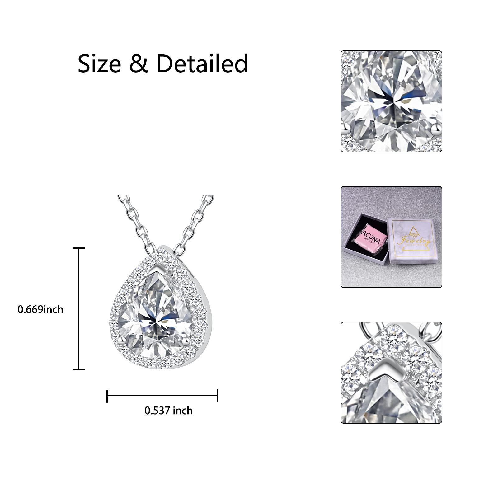 Cremation Jewelry for Women 925 Sterling Silver Teardrop CZ Urn Ashes Necklace Jewelry Memorial Keepsake (Teardrop-shaped)