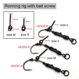 XIAOSAKU Fish Hooks 4 PCS Carp Fishing Hair Rigs Tied Rig Carp Fishing Hook Fishing Tackle Accessories Fish Hook Set (Color : Ring Swivel Size 6)