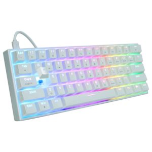 fantech maxfit61 rgb wired 60% mechanical keyboard, 61 keys hot swappable type-c programmable gaming keyboard, outemu blue switch, white