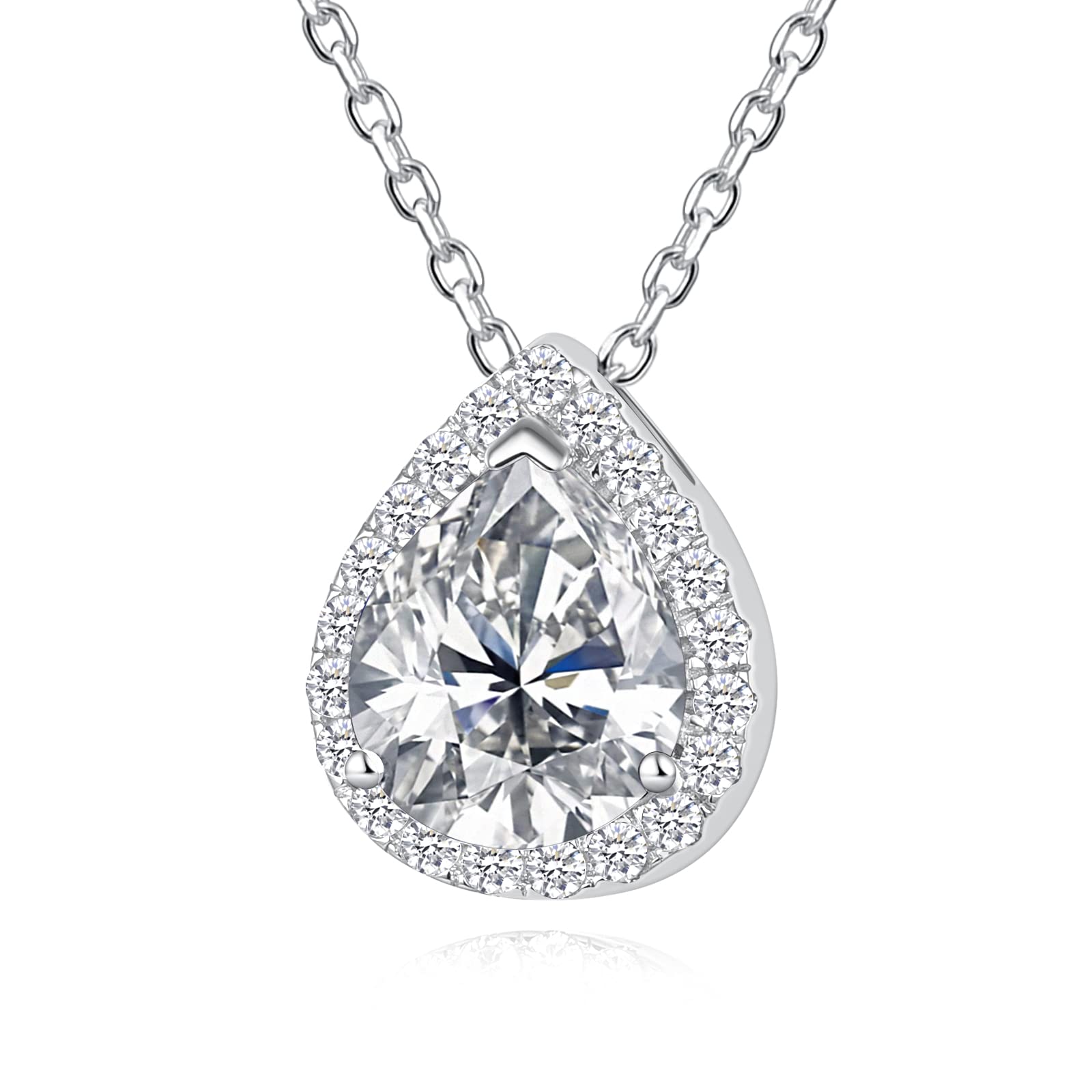 Cremation Jewelry for Women 925 Sterling Silver Teardrop CZ Urn Ashes Necklace Jewelry Memorial Keepsake (Teardrop-shaped)