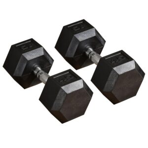 soozier 2 x 45lbs hex dumbbell set of 2, rubber weights exercise fitness dumbbell with non-slip handles, anti-roll, for women or men home gym workout