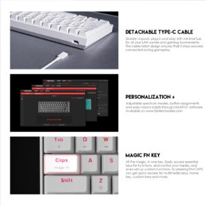 FANTECH MAXFIT61 RGB Wired 60% Mechanical Keyboard, 61 Keys Hot Swappable Type-C Programmable Gaming Keyboard, Outemu Blue Switch, White