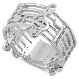 sterling silver 925 musical notes ring wide classic ring treble clef jewelry (7)