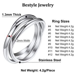 Bestyle Minimalist Stackable Cross Rings Stainless Steel Rings Dainty Infinity Interlocking Promise Ring for Friendship/Engagement/Wedding/Family, Size 10