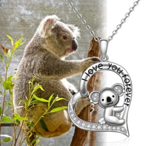 LOVGIFSET Sterling Silver Koala Necklace Cute Koala Bear Pendant Necklaces for Women Koala Gifts Bear Jewelry I Love You Forever