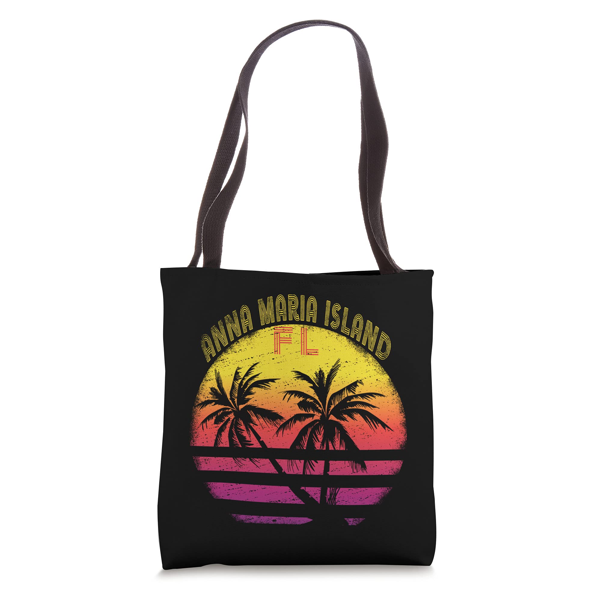 Anna Maria Island Florida Vintage Sunset Palm Trees Tote Bag