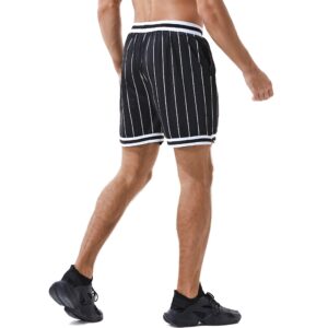 HEALONG Basketball Athletic Shorts Men - Mesh Gym Sports Workout Training Drawstring Retro Casual Fashion Short with Pockets