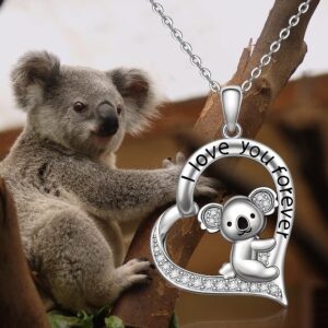 LOVGIFSET Sterling Silver Koala Necklace Cute Koala Bear Pendant Necklaces for Women Koala Gifts Bear Jewelry I Love You Forever