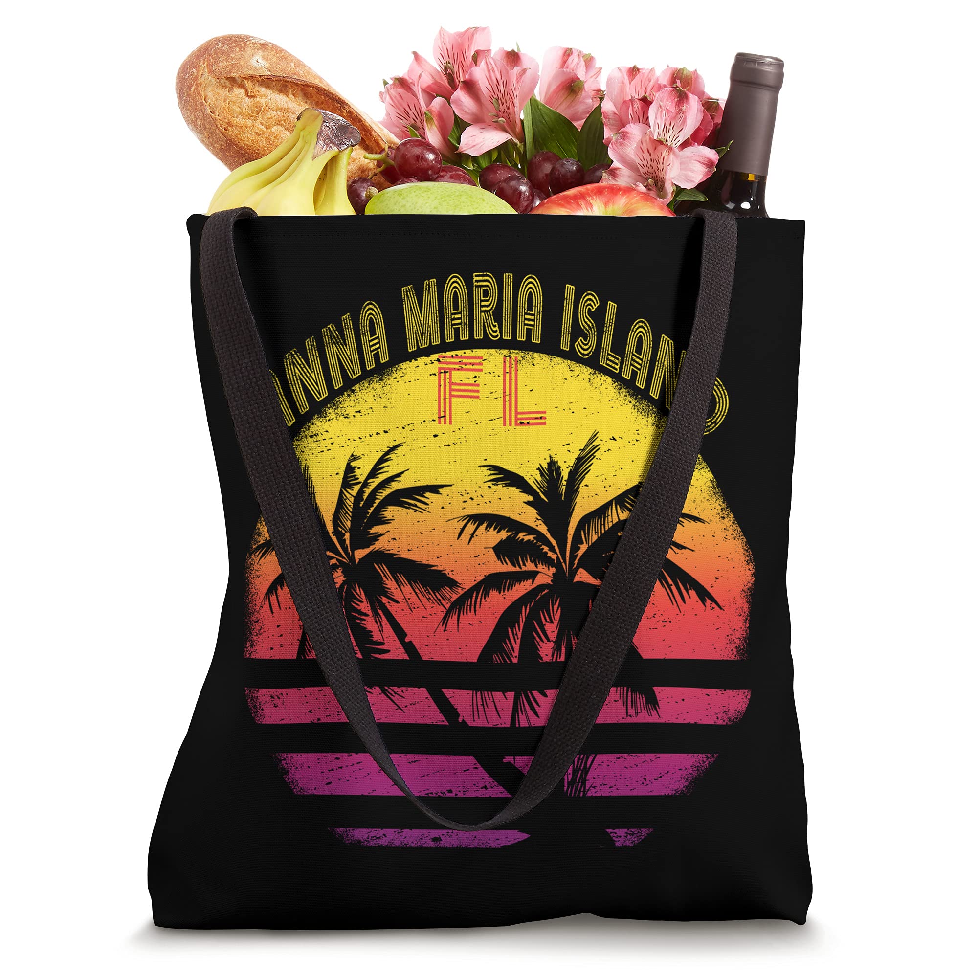 Anna Maria Island Florida Vintage Sunset Palm Trees Tote Bag