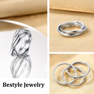 Bestyle Minimalist Stackable Cross Rings Stainless Steel Rings Dainty Infinity Interlocking Promise Ring for Friendship/Engagement/Wedding/Family, Size 10