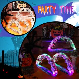 Sumind 4 Pieces Large Size Light up Tambourine Musical Flashing Tambourine Handheld Glow Tambourine Percussion Instrument for Men and Women Party Toys, Random Colors