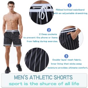 HEALONG Basketball Athletic Shorts Men - Mesh Gym Sports Workout Training Drawstring Retro Casual Fashion Short with Pockets