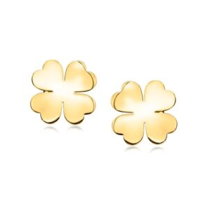 ross-simons italian 14kt yellow gold 4-leaf clover earrings