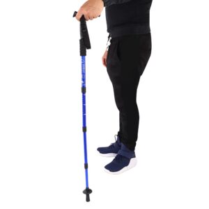 Trekking Poles, Telescopic4 Steps 54-113cm (21.3-44.5inch) Walking Sticks, Aluminum Alloy EVA Telescopic Walking Pole, Portable Walking Cane for Hiking Camping Blue