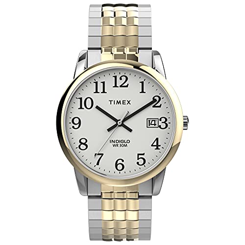 Timex Men's Easy Reader 35mm Perfect Fit Watch – Two-Tone Case White Dial with Two-Tone Expansion Band