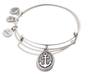 alex and ani path of symbols expandable bangle for women, anchor charm, rafaelian silver finish, 2 to 3.5 in