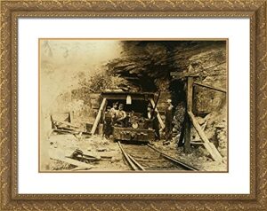 artdirect hine, lewis wickes 24x19 gold ornate framed art print with double matting titled: west virginia mine entrance