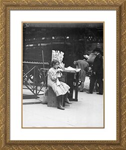 artdirect hine, lewis wickes 20x24 gold ornate framed art print with double matting titled: minnie pastor ten years old tending stand in new york city