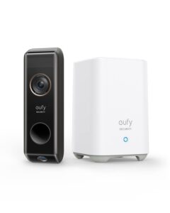 eufy security video doorbell dual camera, 2k hd, wireless, battery-powered, homebase, dual motion detection, smart recognition, no monthly fee, 16gb storage