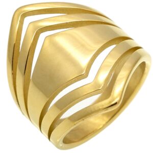 jude jewelers stainless steel chevron style chunky wrap statement promise anniversary birthday festival party ring (gold, 13)