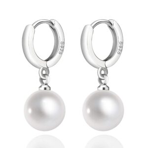 jugalstar 925 sterling silver hoop earring hypoallergenic pearl drop dangle earrings for woman of birthday gifts