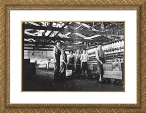 artdirect hine, lewis wickes 24x19 gold ornate framed art print with double matting titled: group of doffers and spinners working in roanoke cotton mills