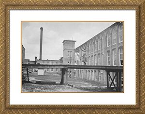 artdirect hine, lewis wickes 24x19 gold ornate framed art print with double matting titled: noon hour two of the young workers in laurel cotton mills laurel, massachusetts