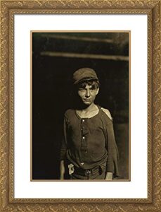 artdirect hine, lewis wickes 19x24 gold ornate framed art print with double matting titled: typical glassworks boy 1908