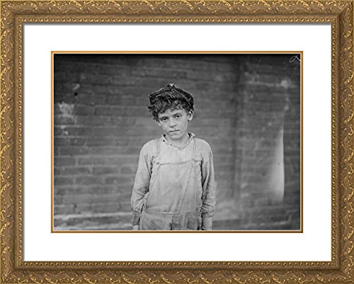 ArtDirect Hine, Lewis Wickes 24x19 Gold Ornate Framed Art Print with Double Matting Titled: One of the Young Doffers Working in Pell City Cotton Mill