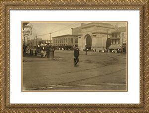 artdirect hine, lewis wickes 24x19 gold ornate framed art print with double matting titled: louis dupree western union messenger