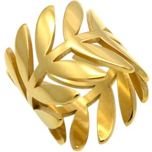 jude jewelers stainless steel olive leaf style promise statement cocktail party wedding anniversary ring (gold, 7)