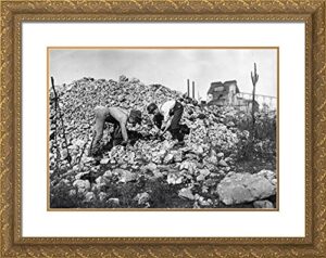 artdirect hine, lewis wickes 24x19 gold ornate framed art print with double matting titled: two young boys collecting rocks