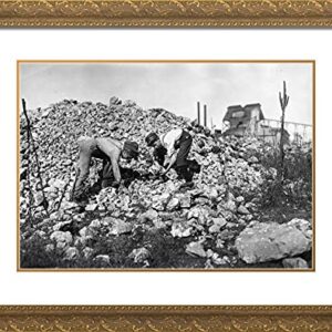 ArtDirect Hine, Lewis Wickes 24x19 Gold Ornate Framed Art Print with Double Matting Titled: Two Young Boys Collecting Rocks