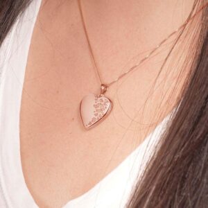 PicturesOnGold.com Personalized Rose Gold Butterflies Heart Photo Locket Necklace for Women - 3/4 inch x 3/4 inch, Rose Gold, Locket Only