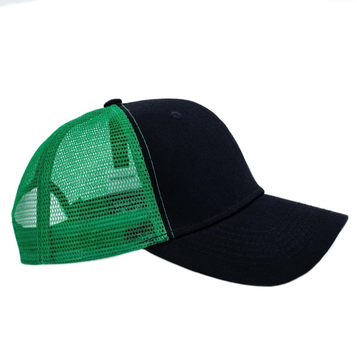 MONOFARBE Mesh Back Baseball Cap 6 Panel Trucker Hat Men Women Adjustable Summer Activity Outdoor Sports Ball Cap (Black Green)