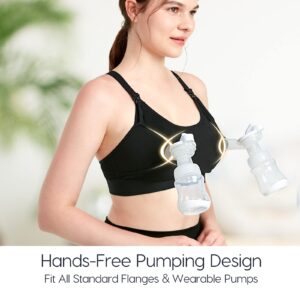 Lupantte Pumping Bra Hands Free 2 Pack, Supportive Comfortable Breast Pump Bra with Pads, All Day Wear Pumping and Nursing Bra in One Breast Pump for Medela, Spectra, Momcozy, etc. (X-Large)