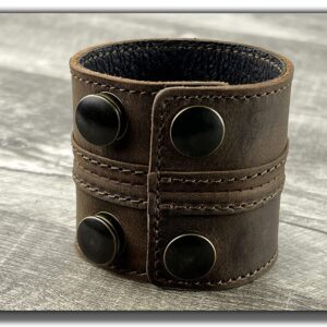 Anthology Gear Stylish Leather Cuff Bracelet Full Grain Wide Wristband For Men and Women (Unisex) Adjustable to 6" or 7 1/4" (Whiskey Brown, Small/Medium)