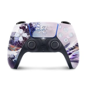 TACKY DESIGN Wave Watercolor Skin for PS5 Skin, Playstation 5 Console and 2 Controllers Skin, PS5 Purple Pastel Kawaii Skin Vinyl 3M Decal Stickers Full wrap Cover (Disc Version)