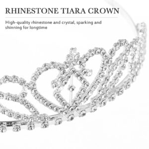 FRCOLOR Heart Shaped Tiaras Silver Crystal Tiara Crown Headband Princess Crown with Combs Tiara for Bridal Wedding Bridesmaid Pageant Birthday Party 2 Pack