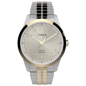 timex men's south street sport 36mm perfect fit quartz stainless steel strap, two-tone, 18 casual watch (model: tw2v046009j)