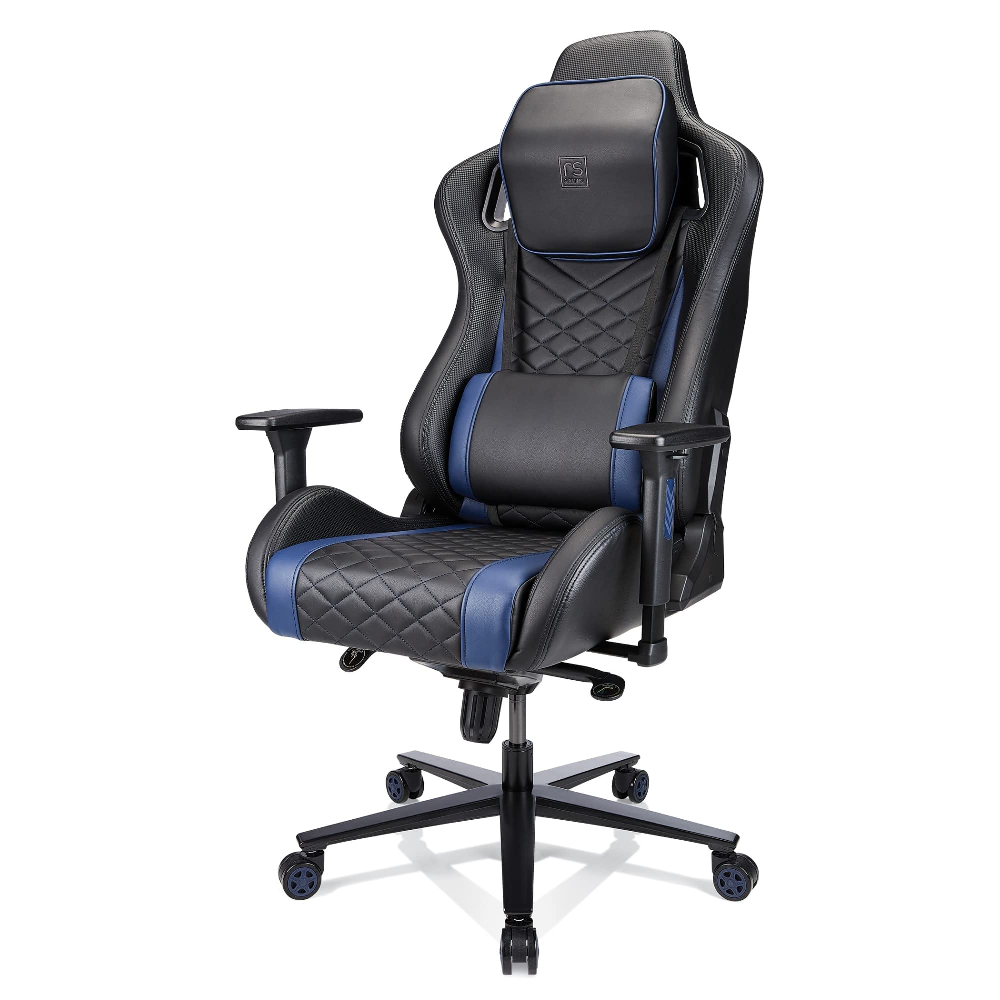 RS Gaming™ Davanti Vegan Leather High-Back Gaming Office Chair, Black/Blue, BIFMA Compliant